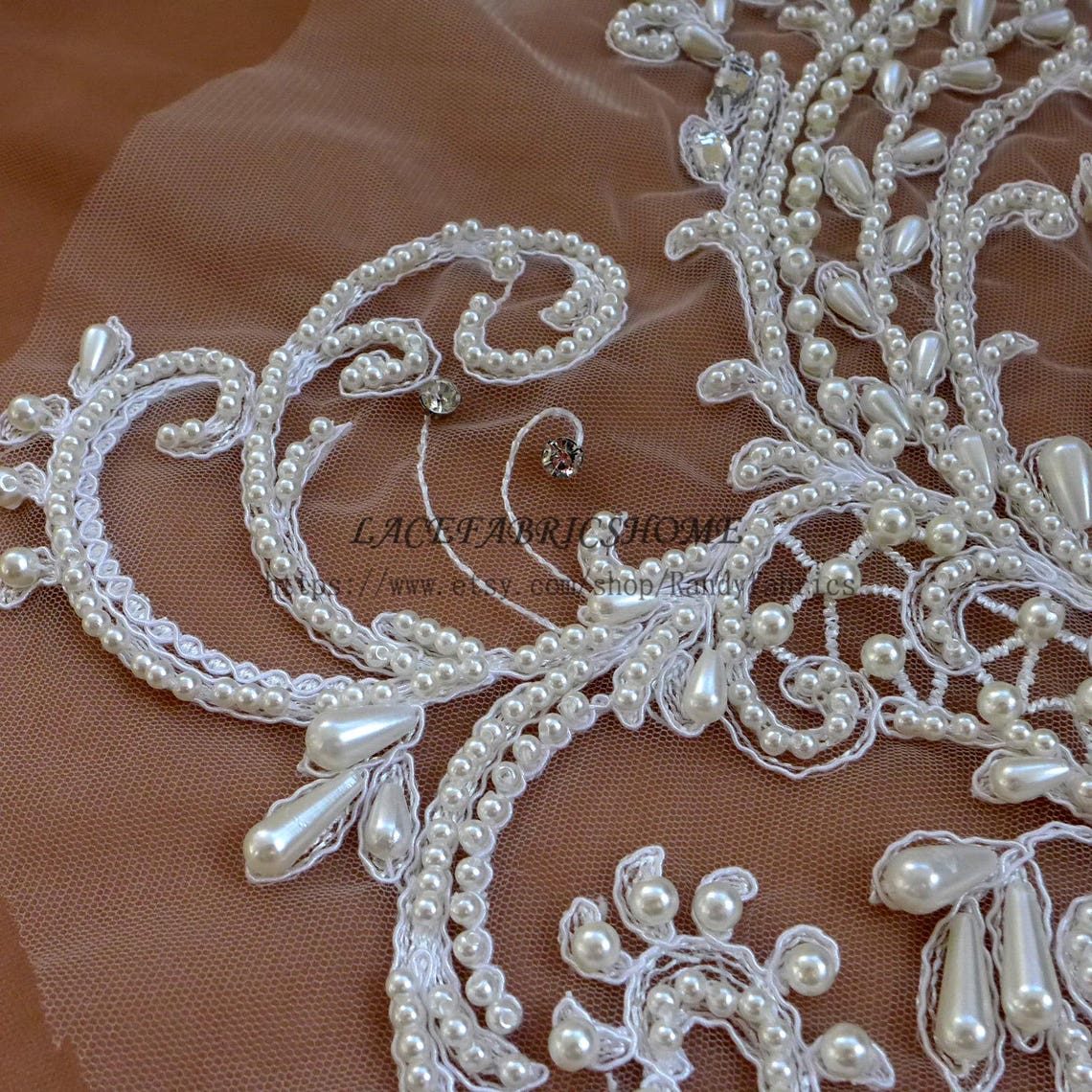 Off White Handmade Beading Pearls Rhinestones Patch Wedding | Etsy