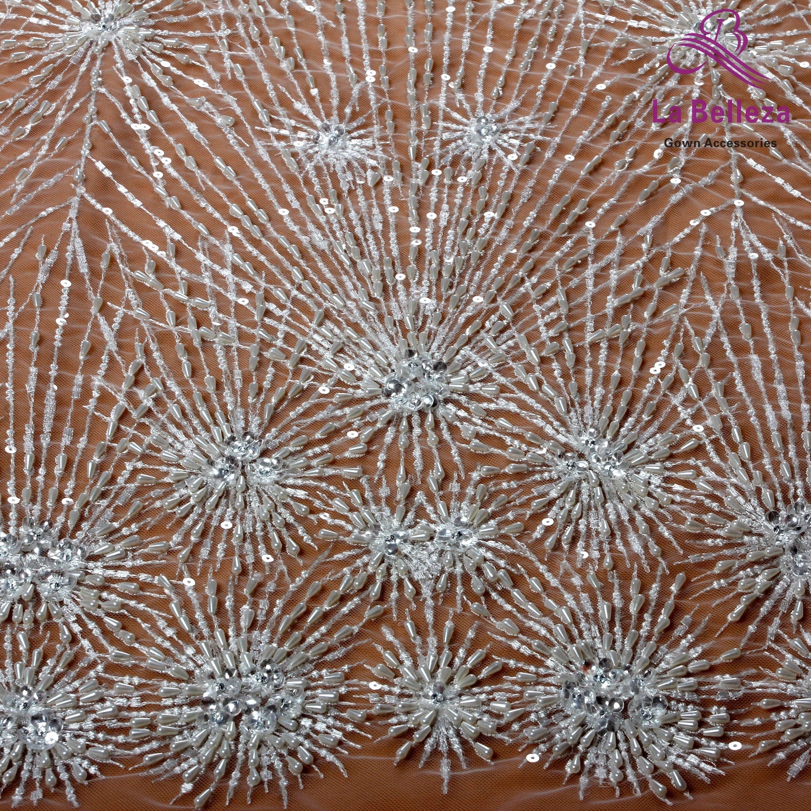 La Belleza Lace Fabric Red Beaded Lace, Ivory Wedding Lace,black Gown ...