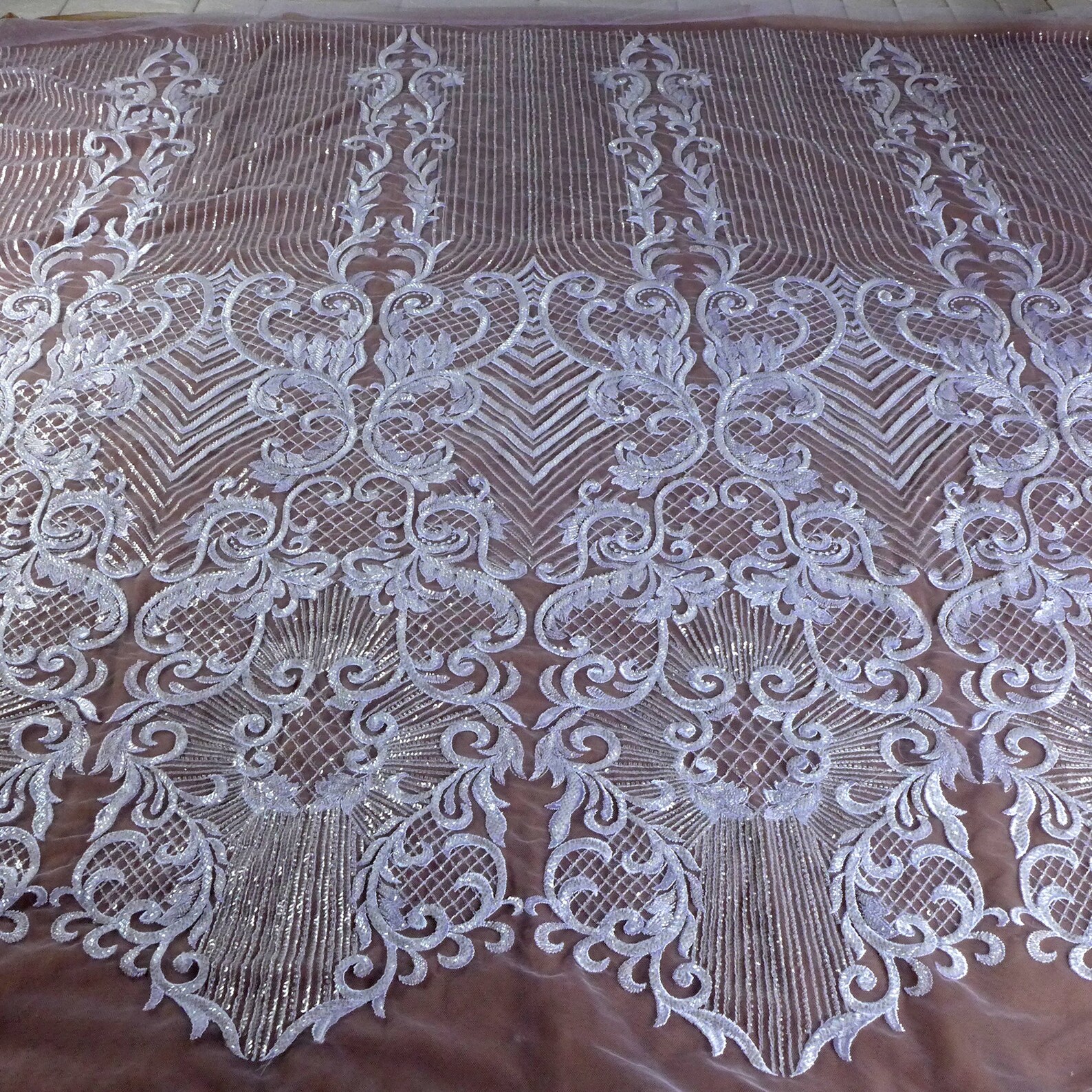 La Belleza Hot Pure White Lace Fabricheavy Beads Lace | Etsy