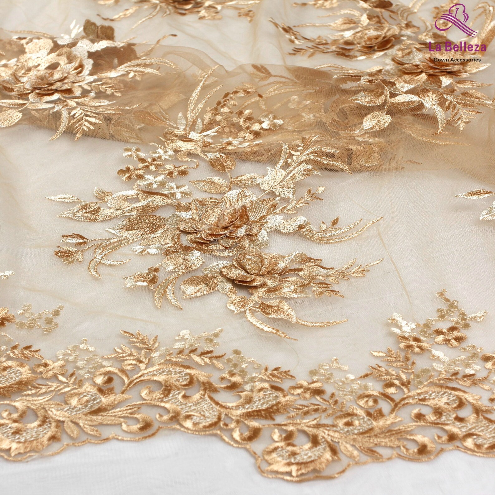 3D flowers laceGold 3D flowers lacedirty pink 3D lacerose | Etsy