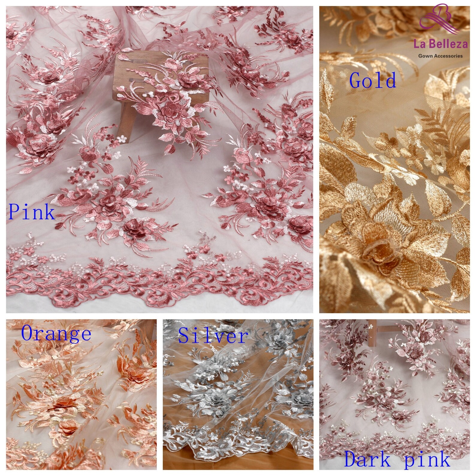 3D Flowers Lacegold 3D Flowers Lacedirty Pink 3D Lacerose - Etsy