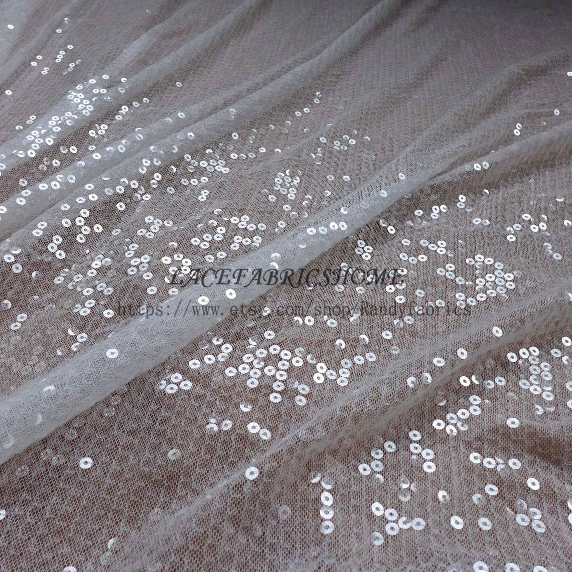 130cm Width Clear Shine Sequins on off White Mesh Embroidered - Etsy