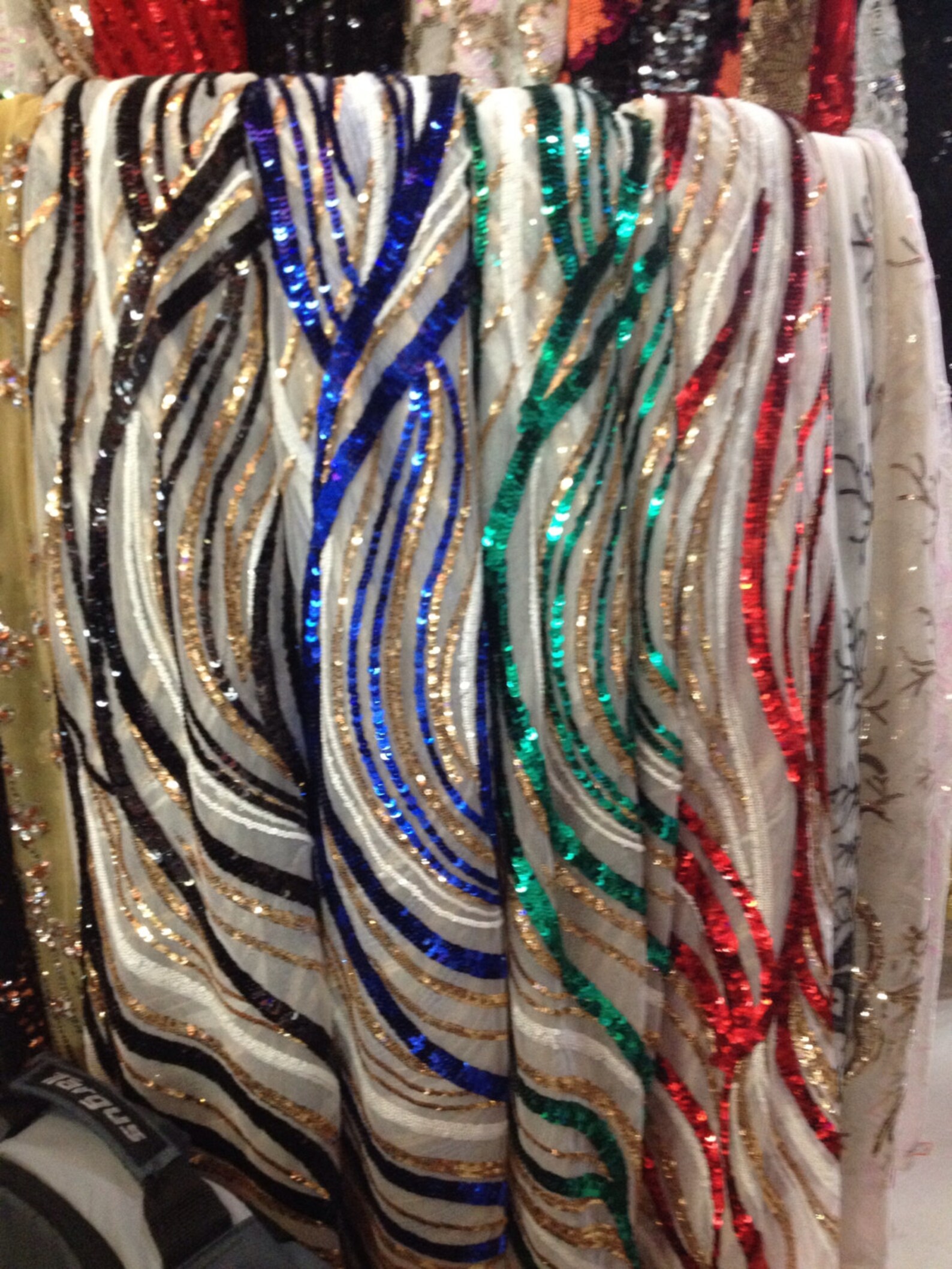 New Blue & Gold Mix Colors Sequin Embroidery Fabric Stage - Etsy