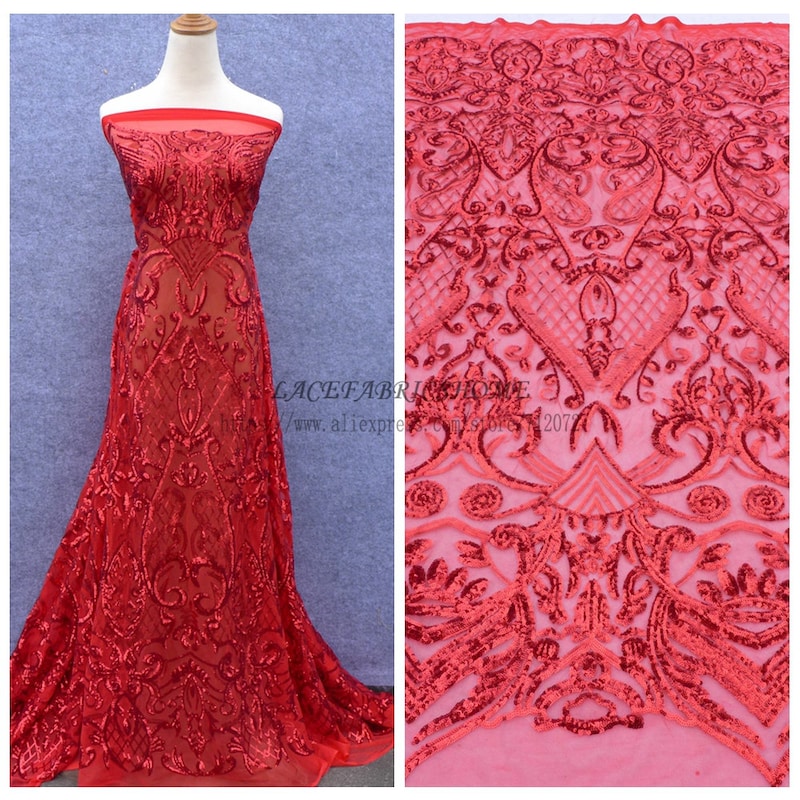Red Lace Fabric - Etsy
