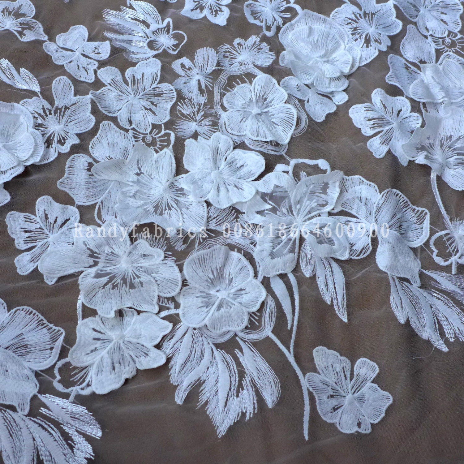 New off White Large 3D Flowers Wedding/evening/fashion Show Dress Lace ...