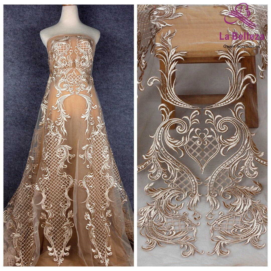 La Belleza Beige Lace, off White Lace Fabric,bride Lace Fabric ...