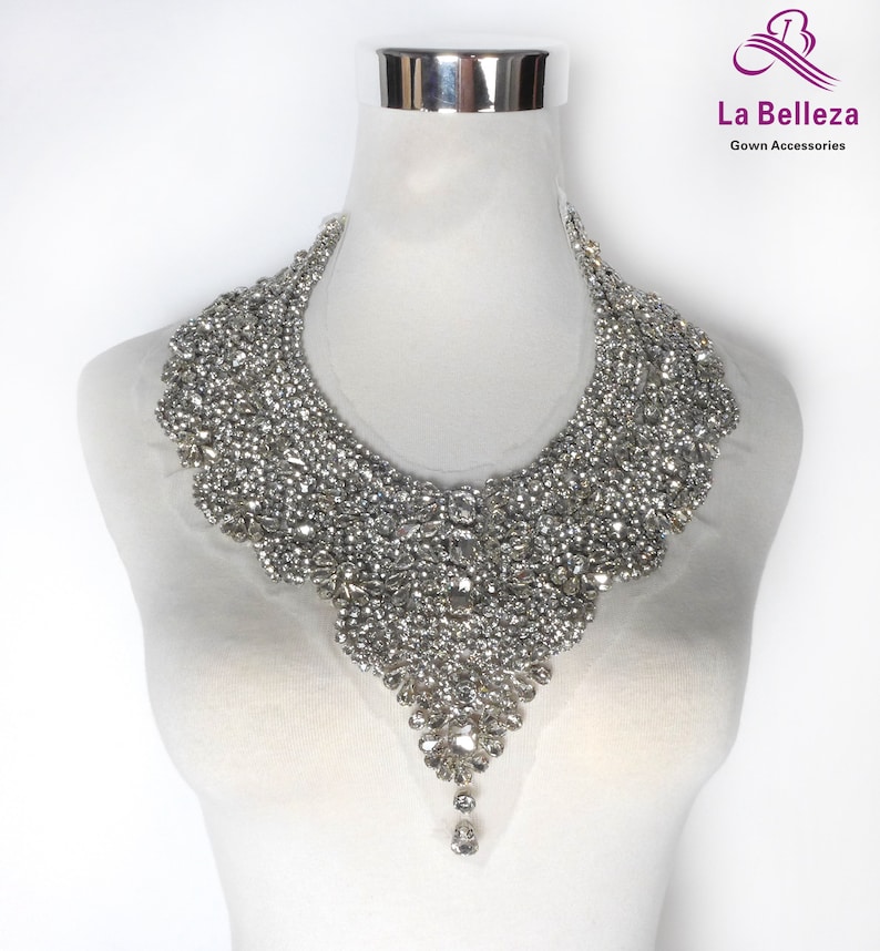La Belleza Luxury Gold/silver Neck and Bodice Rhinestones Appliques ...