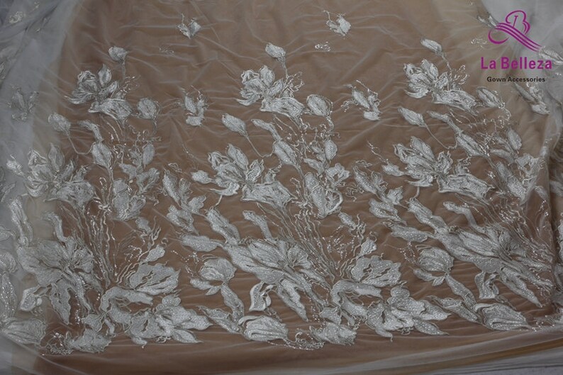 2019 New off White Mixed Silver Thread With Clear Squins on | Etsy