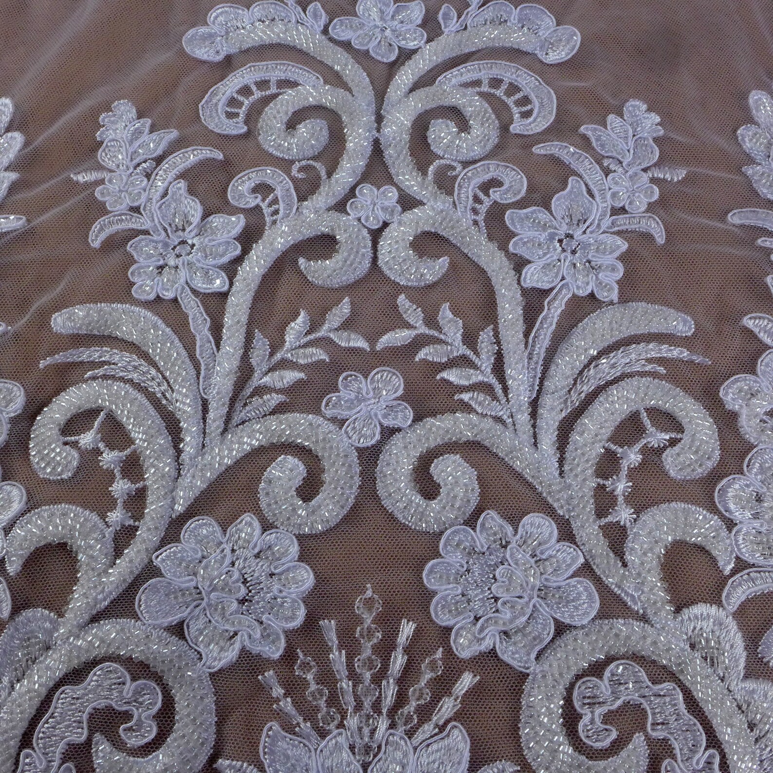 La Belleza Pure White Beading Lace Fabricoff White Super - Etsy