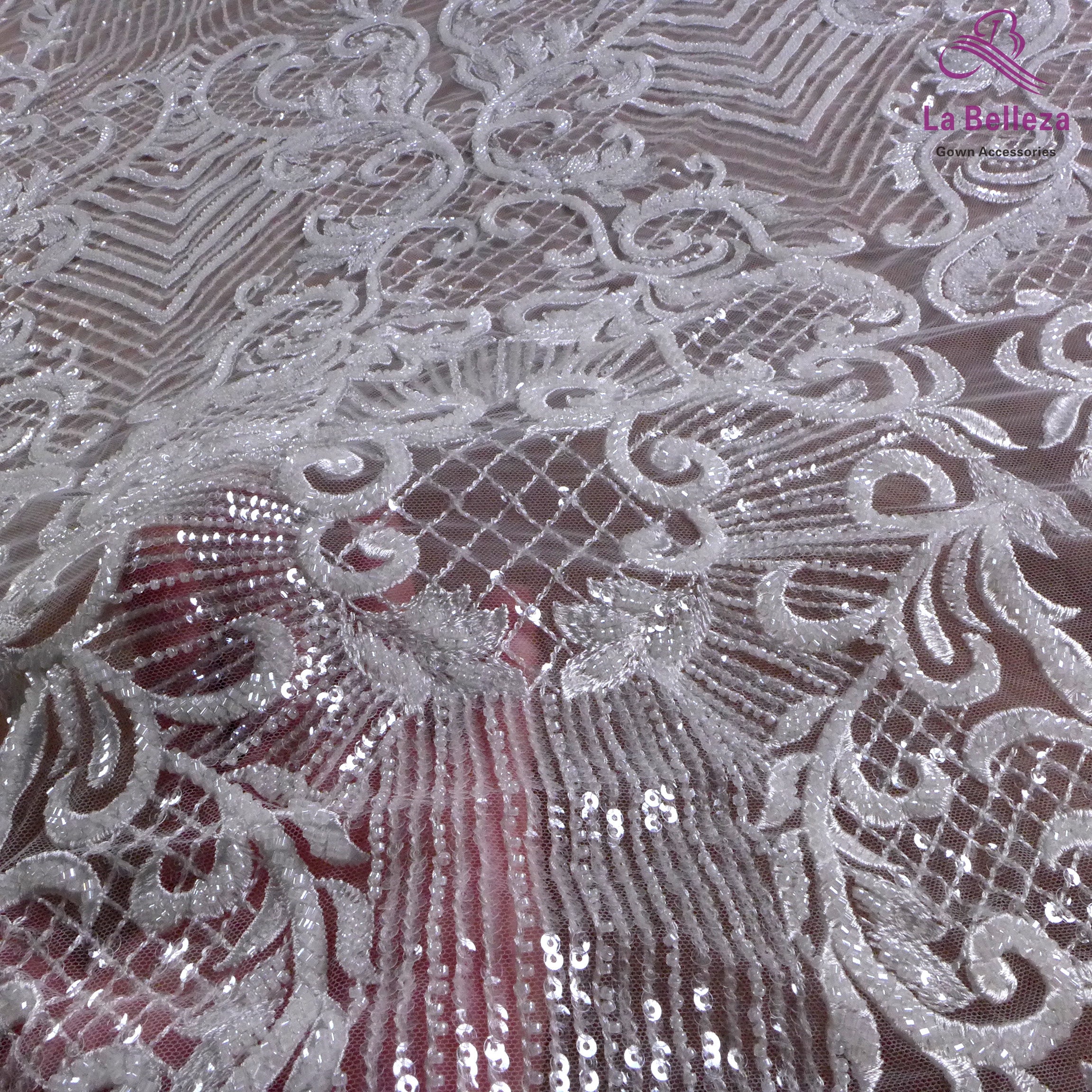 La Belleza Hot Pure White Lace Fabricheavy Beads Lace | Etsy