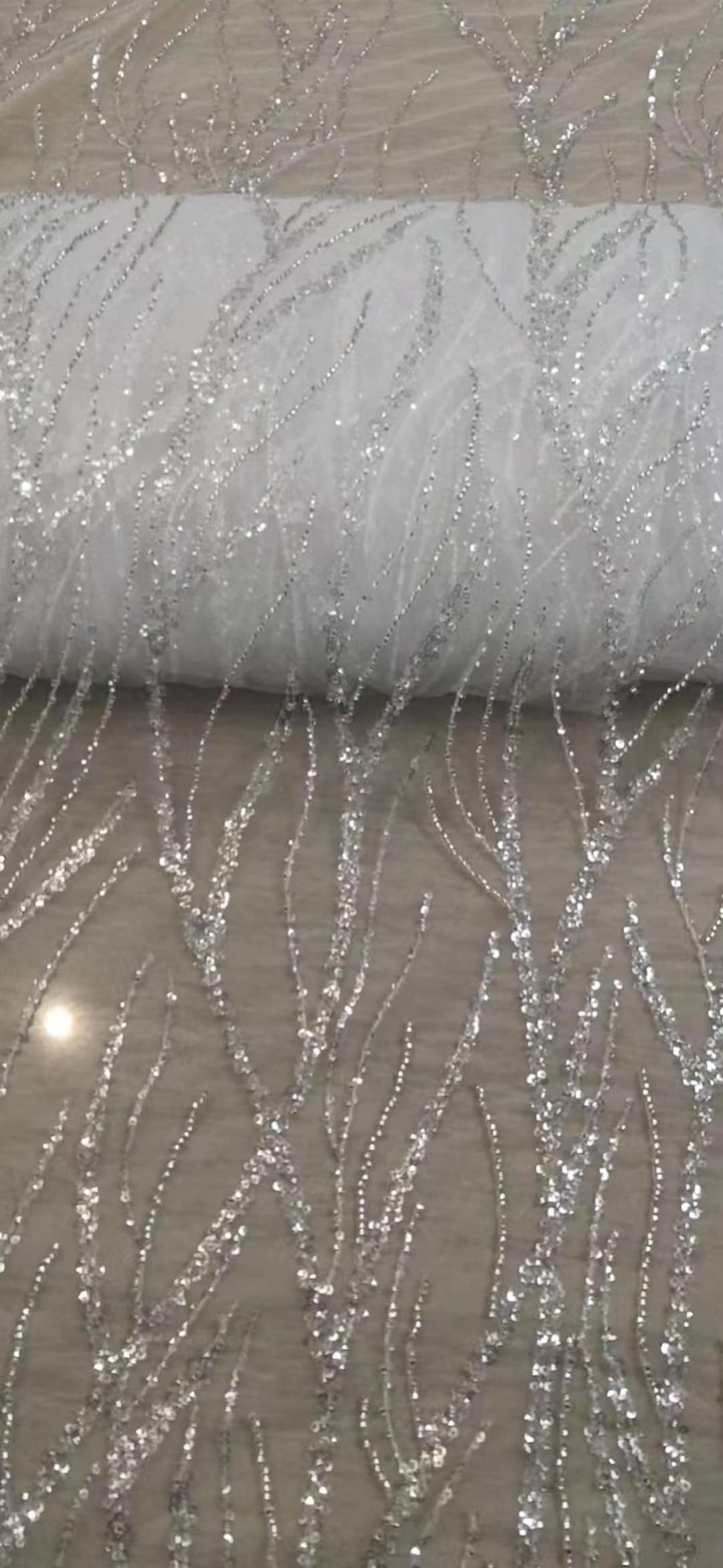 La Belleza Silver Lace Fabric, Beaded Fabric,ivory Gown Dress Lace ...