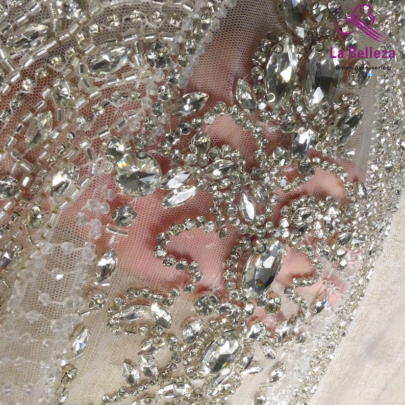 La Belleza Gold Long Full Bodice Rhinestones Appliques,luxury Gold ...