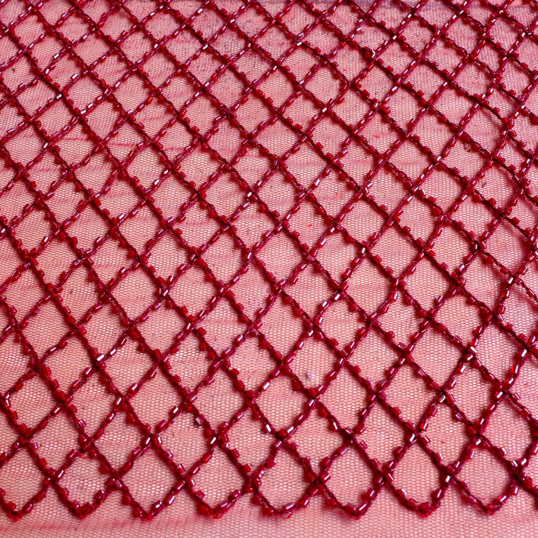 Wine/off White/black Beaded Net Wedding Dress Lace Fabric by - Etsy