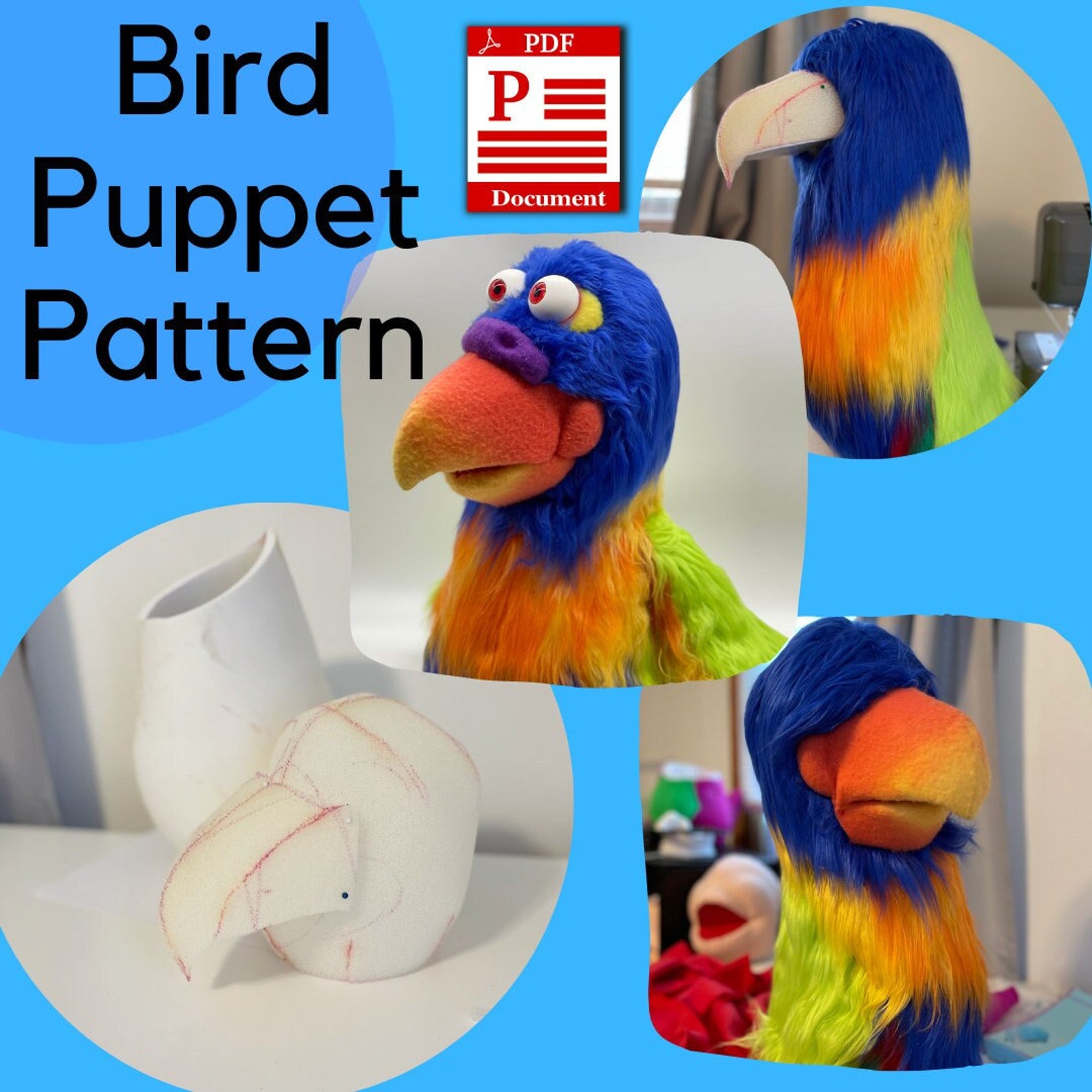 Bird Puppet Pattern PDF (digital Download) - Etsy