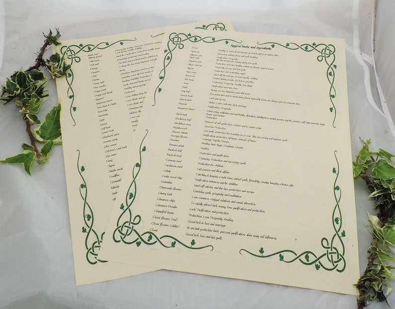 PDF Witches 250 Herbs & Ingredients Information Sheets Pagan - Etsy UK