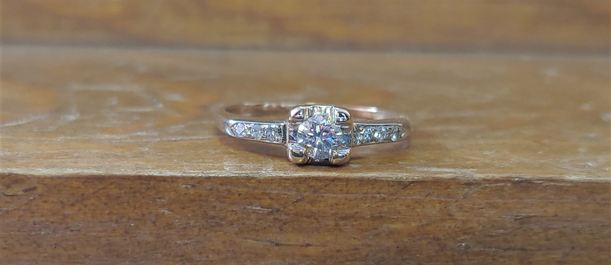 Vintage .26ct Diamond 14k Yellow Gold Engagement Ring Unique Engagement ...