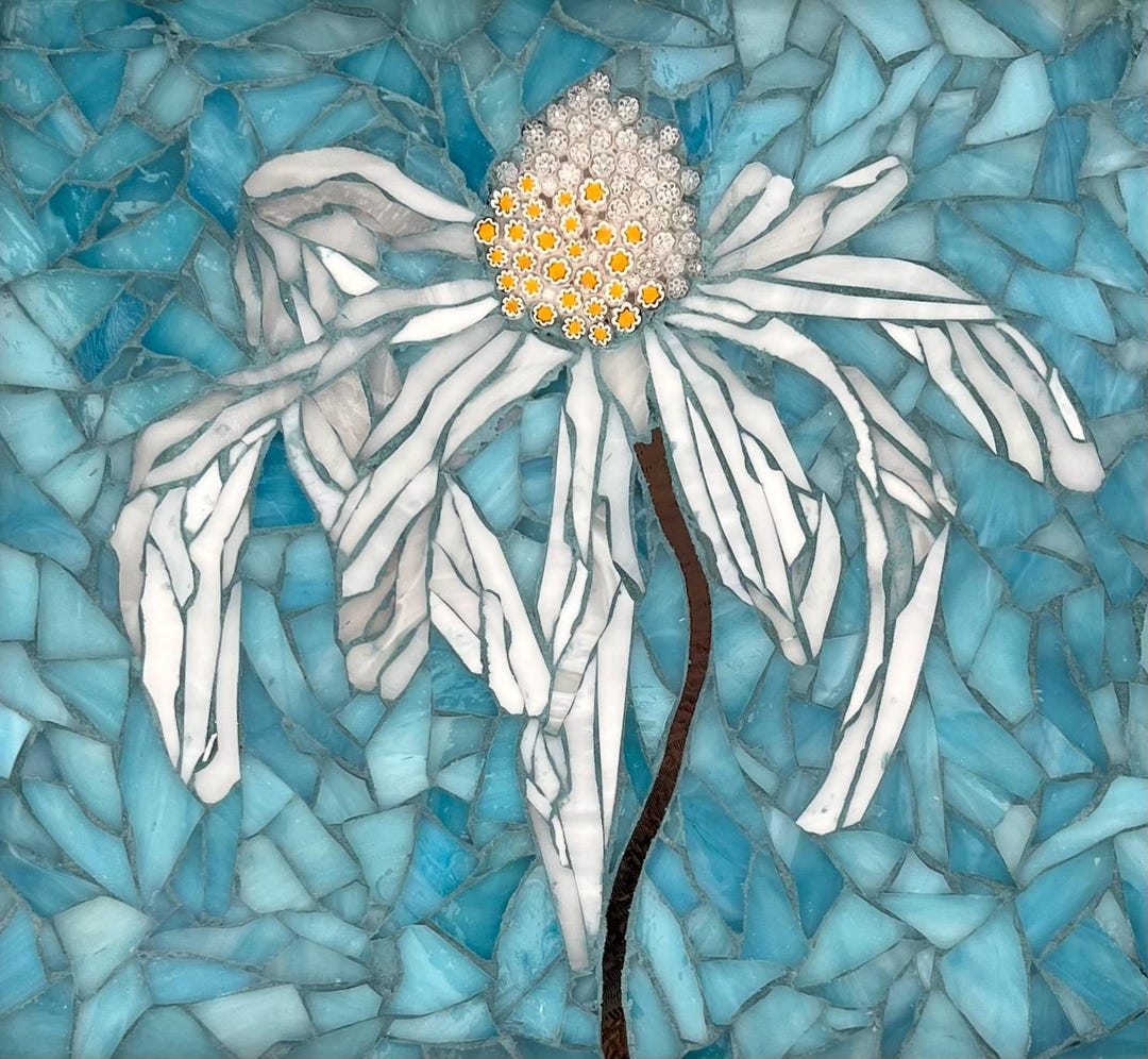 White Swan Coneflower Mosaic - Etsy