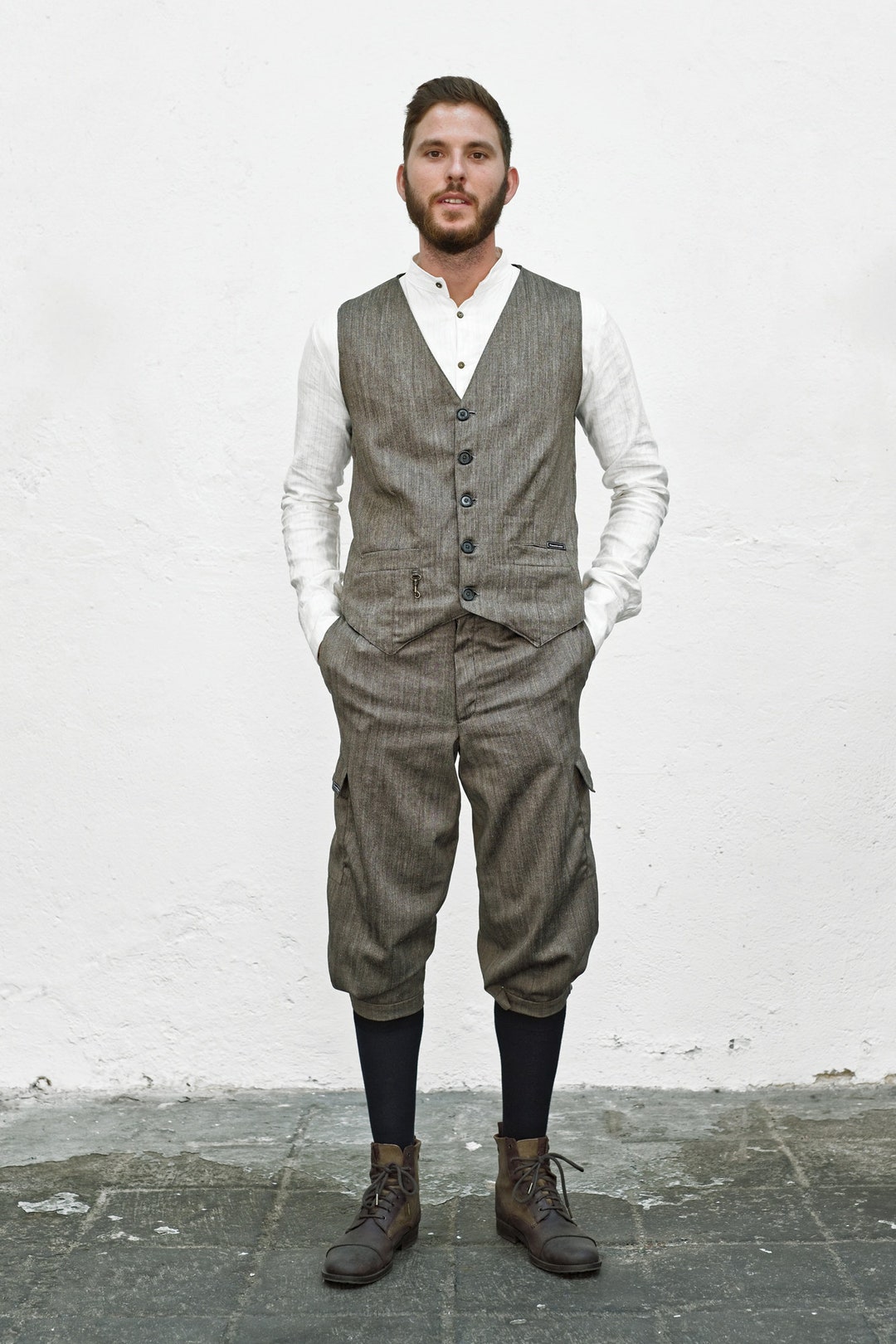 Fischgrat Knickerbocker Naturbraun - Etsy.de