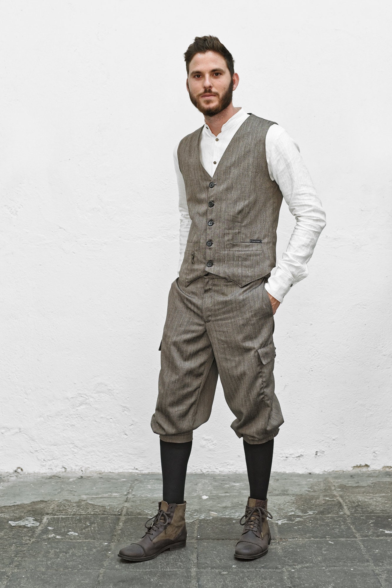 Fischgrat Knickerbocker Naturbraun - Etsy.de