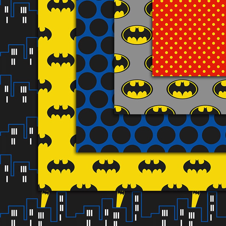 Batman inspired digital paper seamless pattern 14pcs 300dpi | Etsy