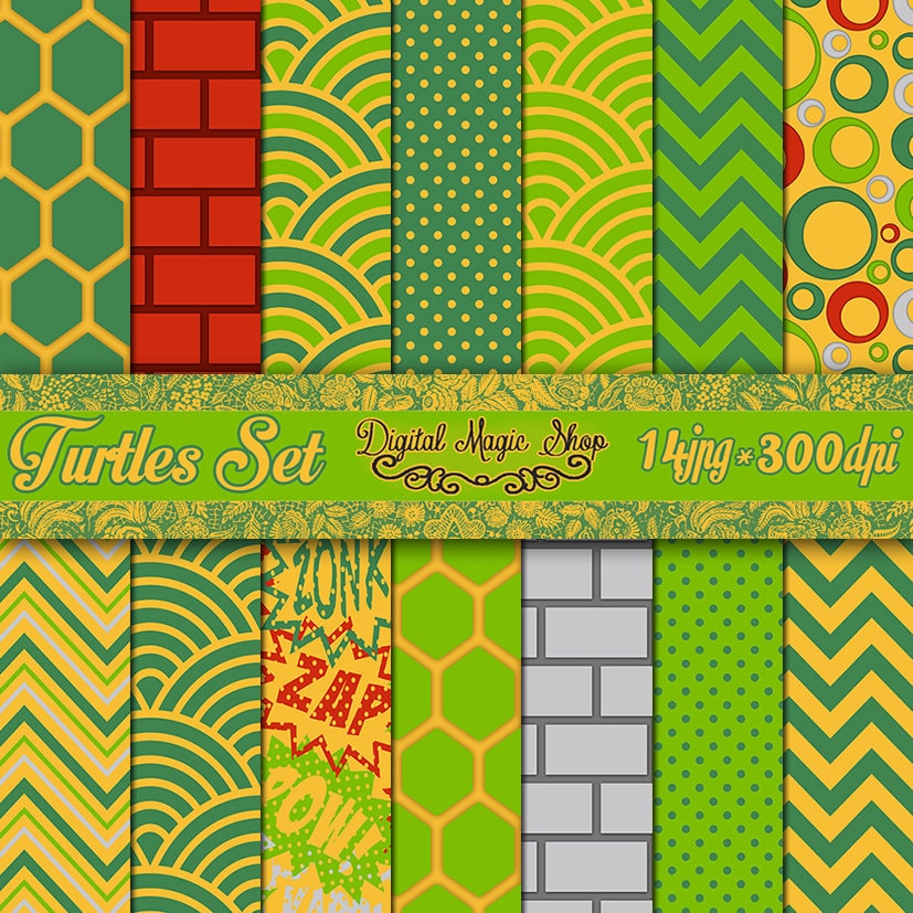 Ninja Turtles inspired digital paper seamless pattern 14pcs | Etsy