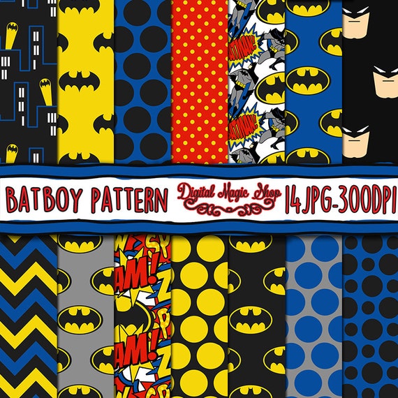 Batman inspired digital paper seamless pattern 14pcs 300dpi | Etsy