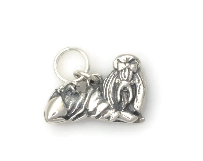 Silver Shih Tzu Charm, Silver Shihtzu Charm, Silver Shih-tzu Pendant ...