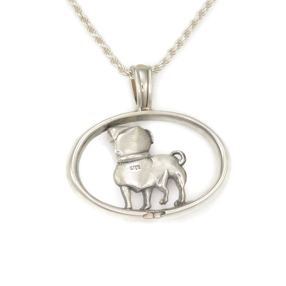 Silver Pug Pendant, 14kt Pug Pendant, Silver Pug Necklace, Gold Pug ...