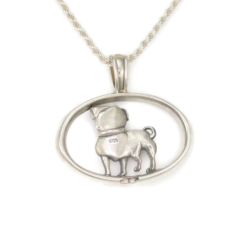 Silver Pug Pendant, 14kt Pug Pendant, Silver Pug Necklace, Gold Pug ...