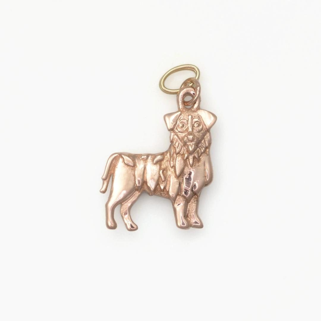 14kt Rose Gold Australian Shepherd Charm, 14kt Rose Gold Australian ...
