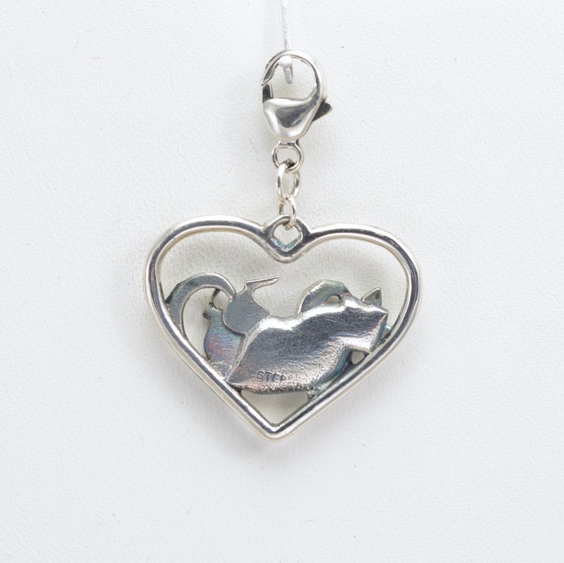 Silver Cat Pendant, Silver Cat FOB for Purse, Jacket or Cat Collar From ...