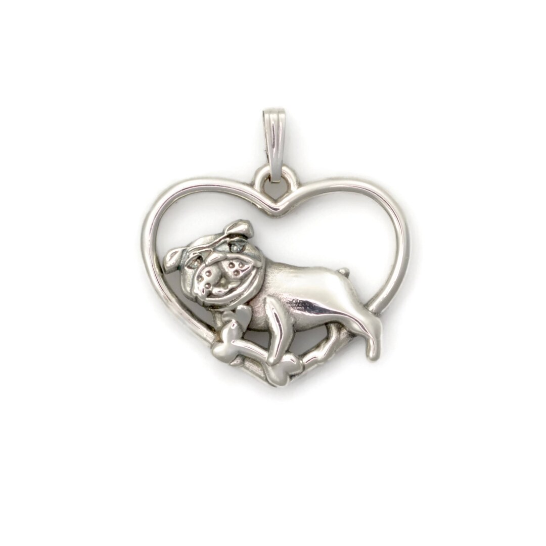 Sterling Silver Bulldog Necklace Silver Bulldog Pendant Fr - Etsy