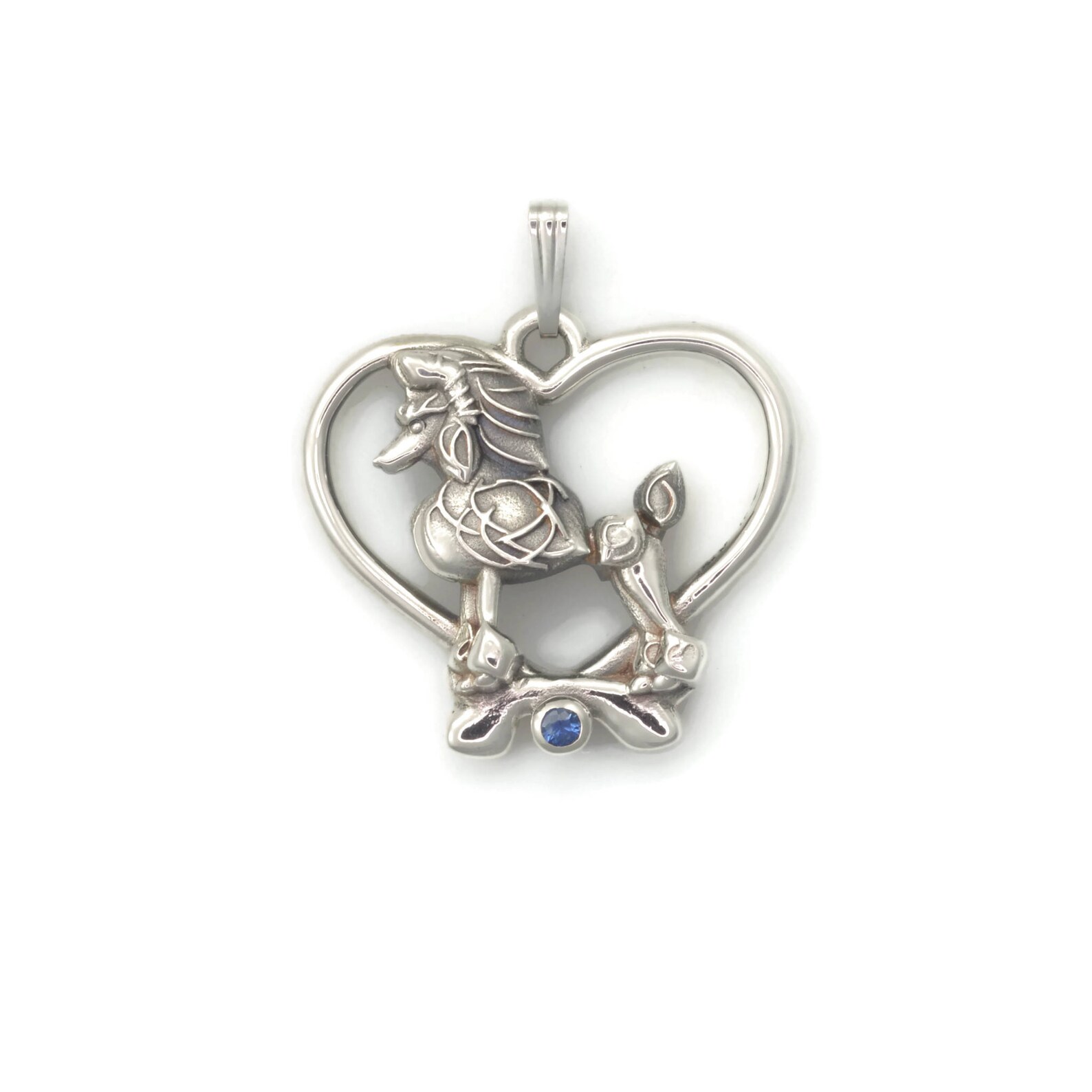 Sterling Silver Poodle Pendant Sapphire Poodle Necklace Fr - Etsy