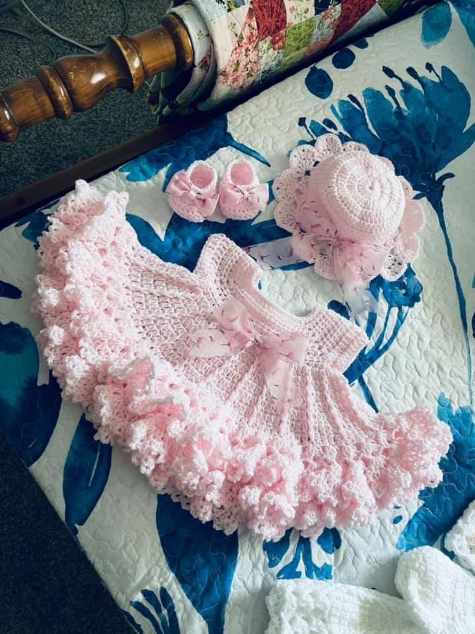 Adorable Spring Baby Dress Set Lots of Crochet Ruffles | Etsy