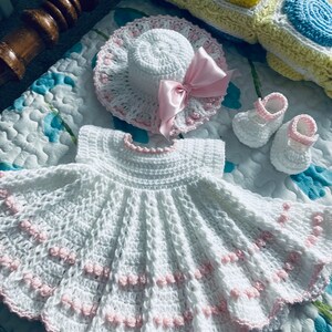 Beautiful White and Pink Hand Crochet Baby Layette - Etsy