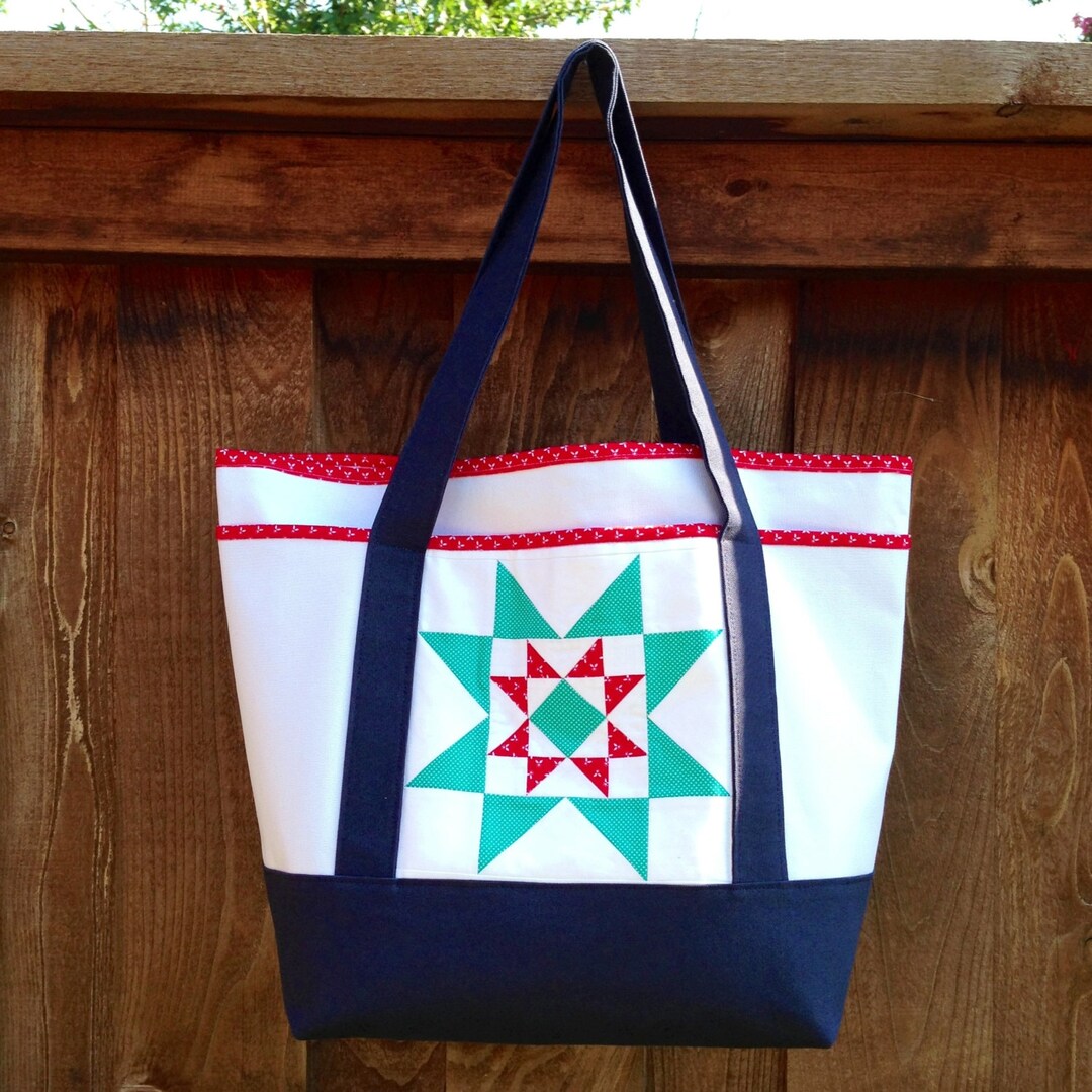 Nova Tote Bag Pattern PDF - Medium and Large With Quilt Block Pocket - Etsy