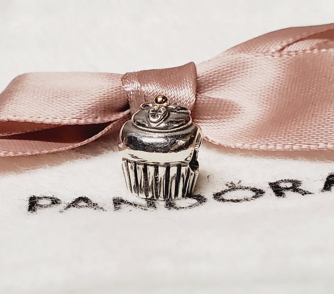 Authentic Pandora Cupcake Birthday Charm/bead 14K Gold/925 Silver ALE ...