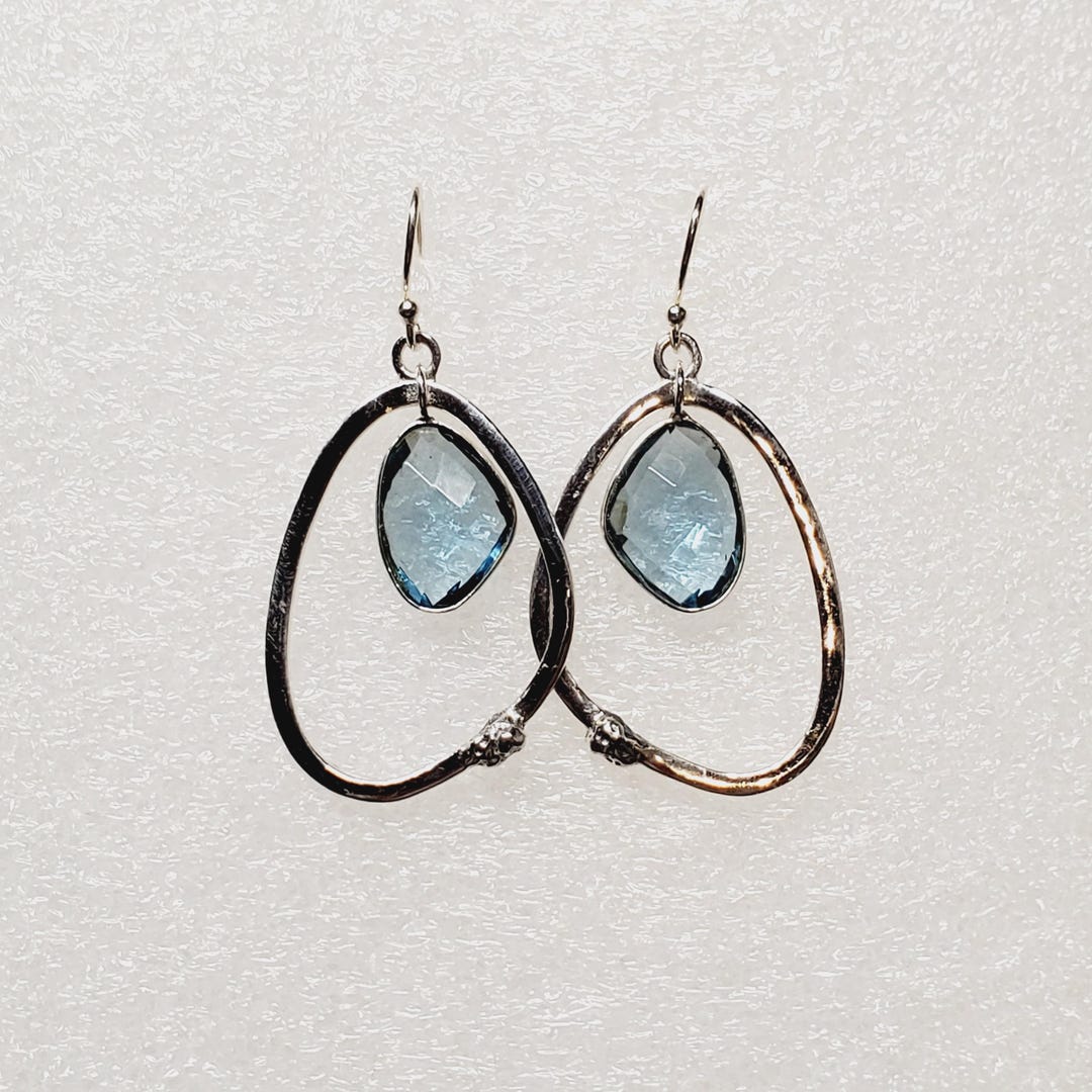 Grace & Heart 925 Sterling Silver Blue Topaz Dangle Earrings - Etsy