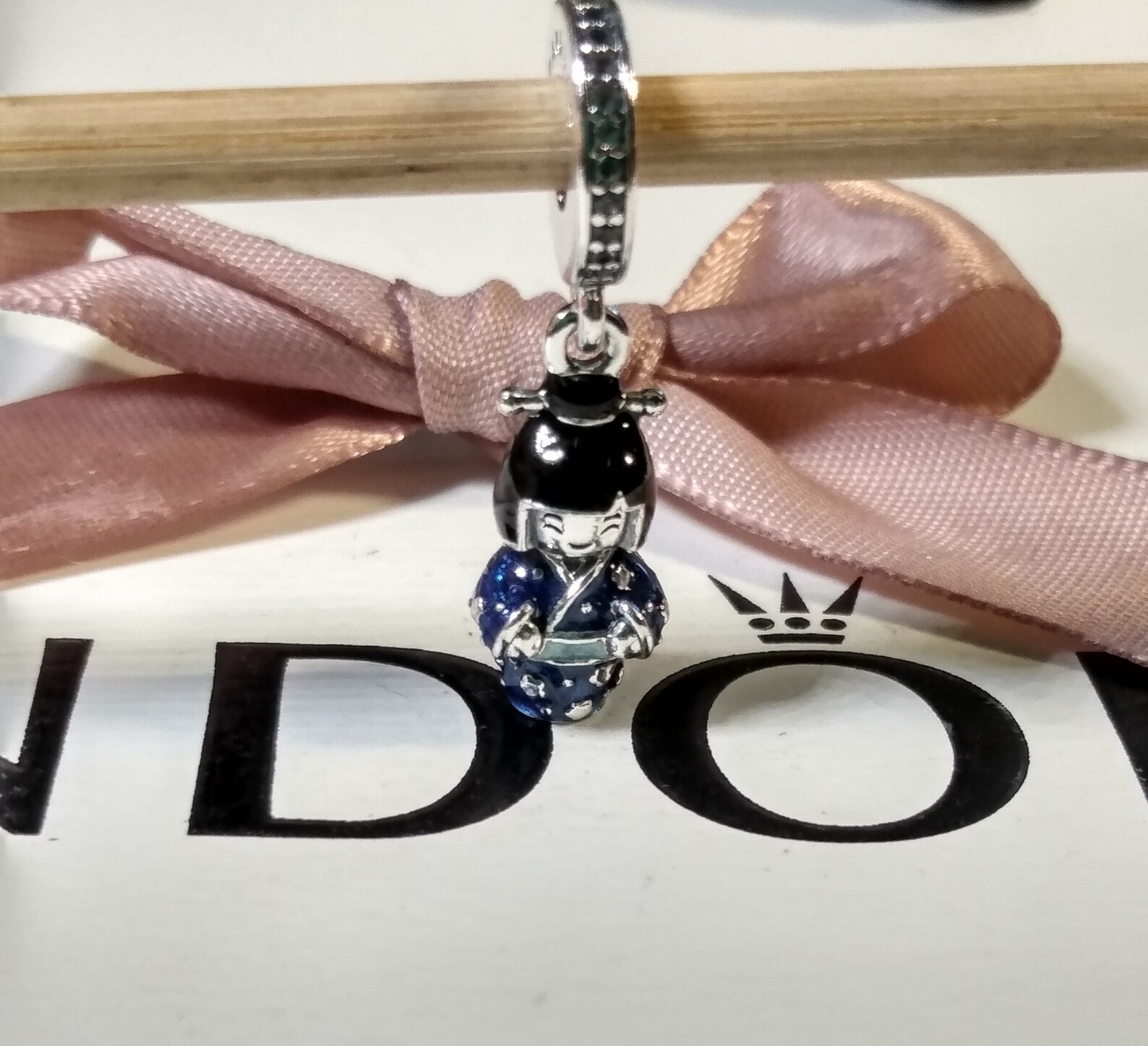 Authentic Pandora Silver Charm Japanese Doll in Blue Kimono | Etsy