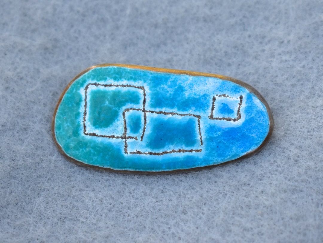 Blue Enamel Artisan Pin Vintage - Etsy