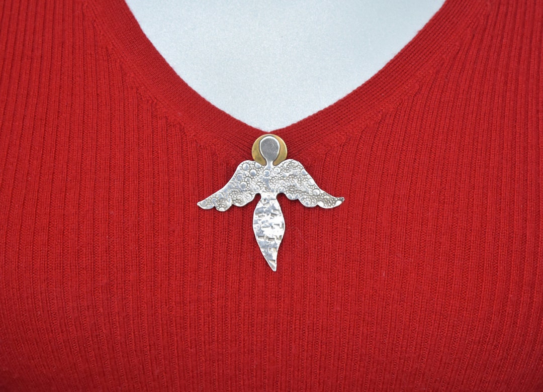 Sterling and Brass Angel Pin Vintage - Etsy