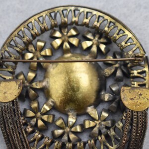 Victorian Revival Big Brooch With Chain Dangles Vintage - Etsy