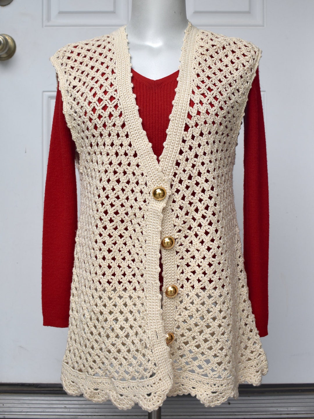 Crochet Sweater Vest Vintage NOS - Etsy