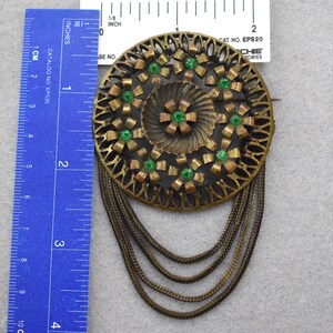 Victorian Revival Big Brooch With Chain Dangles Vintage - Etsy