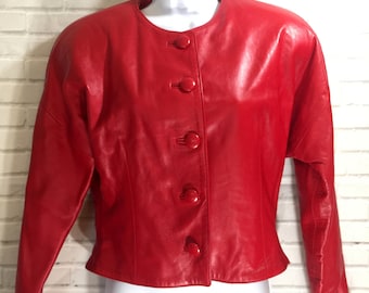 Red leather jacket | Etsy