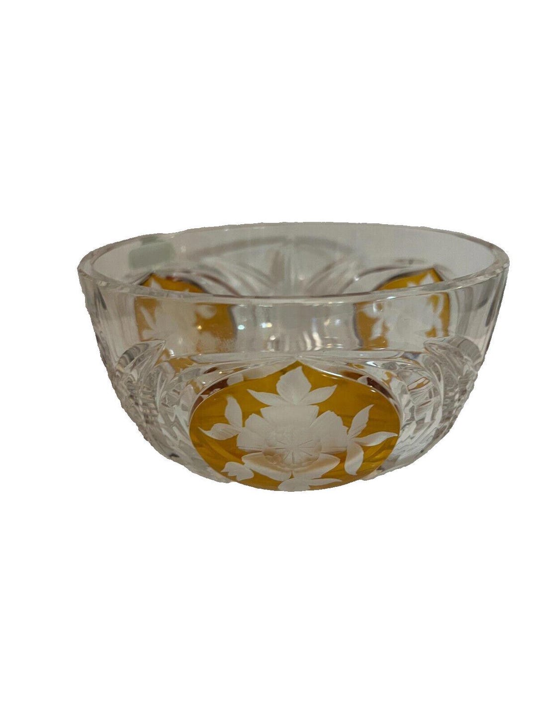 Julia Crystal Poland Amber Cut to Clear Floral Crystal Bowl 6" Diameter ...