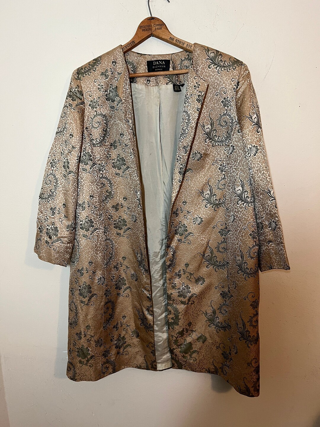 Vintage Dana Buchman Sz 18 Woman Gold Brocade Duster Open Coat - Etsy