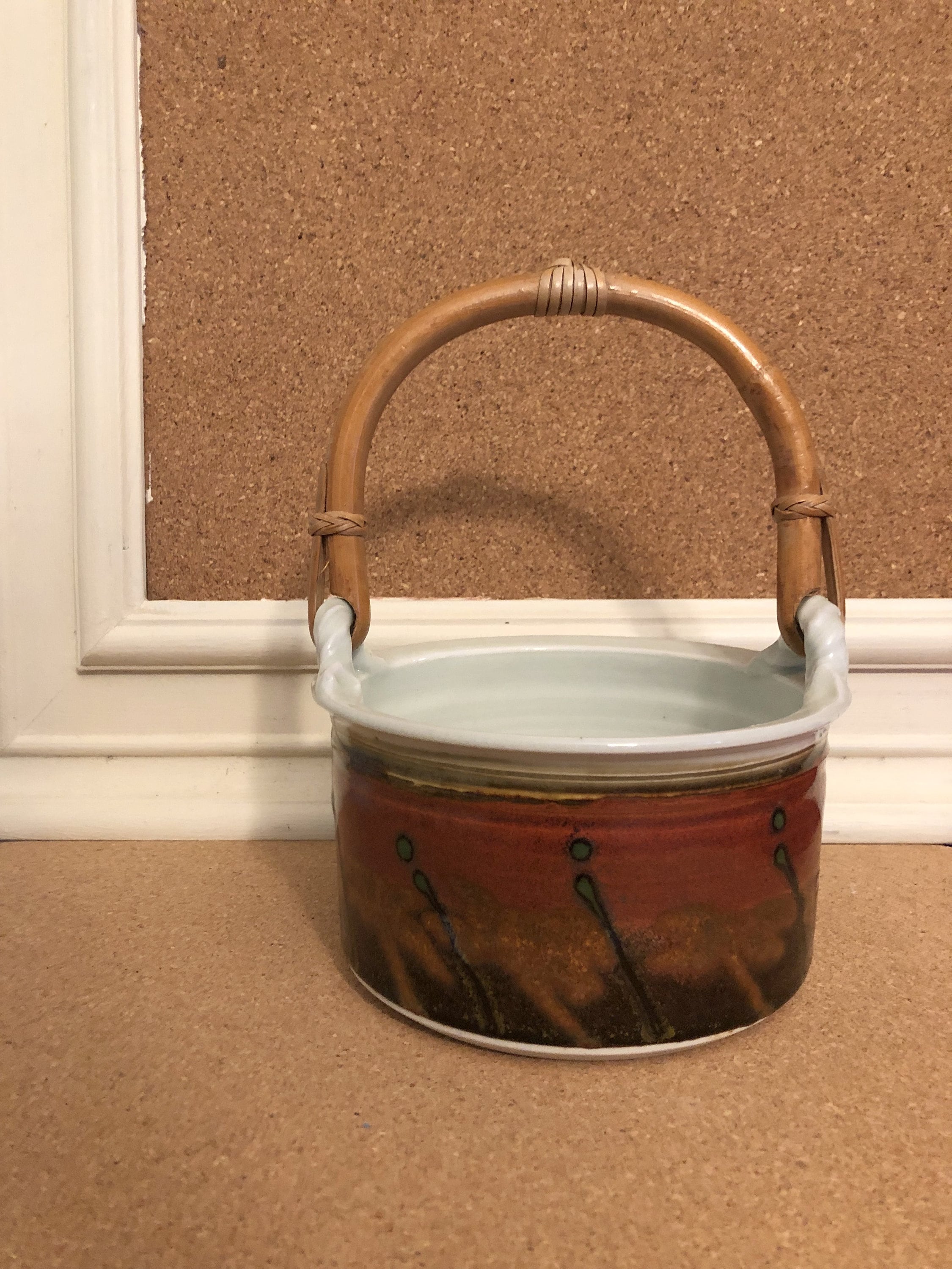 Art & Collectibles Studio Art Ceramic Bucket with Bamboo Handle Deb ...