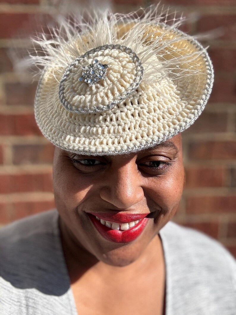 Crochet Cream Fascinator - Etsy