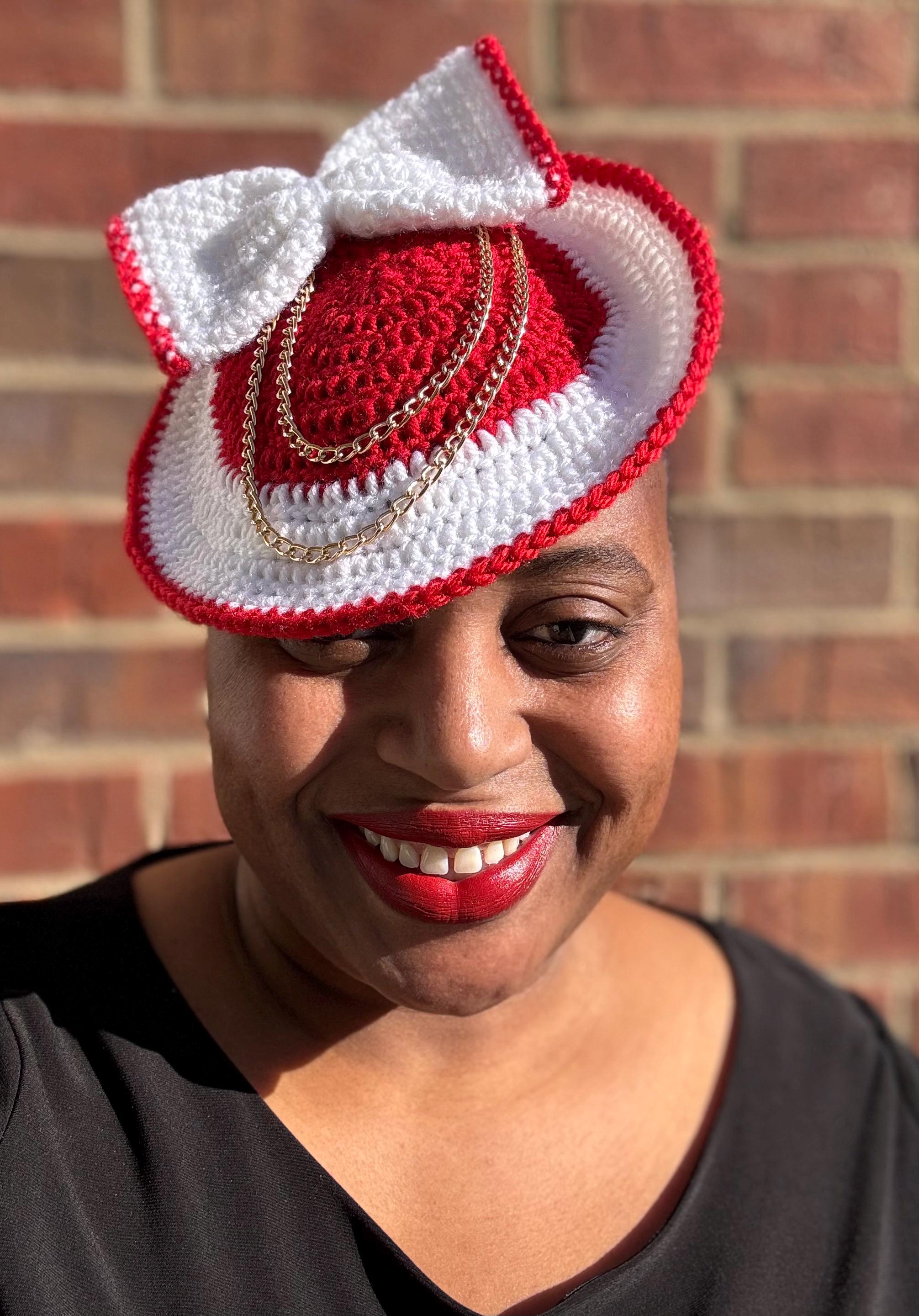 Crochet Red & White Fascinator Hat - Etsy